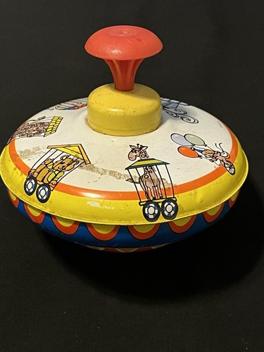 Vintage Ohio Art Tin Toy Spinner - Red Handle Circus Design Metal ...