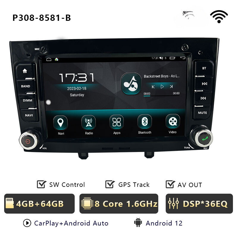 Android Car Radio Carplay for Peugeot 308 SW 408 T7 2007-2019 Black GPS ...