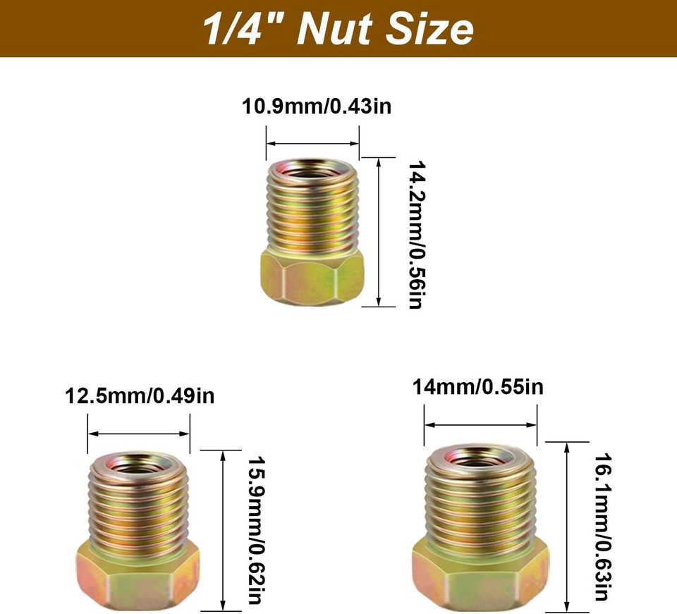 35pcs Brake Line Fitting Nuts Kit For Inverted Flares On 3/16 And 1/4 ...
