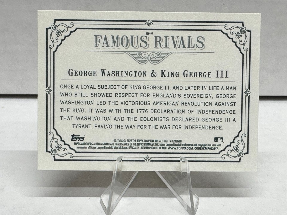 2022 Topps Allen & Ginter Famous Rivals #FR-9 George Washington King ...