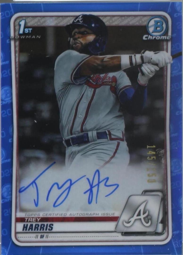 2020 Bowman Chrome - Prospect Autographs Trey Harris #CPA-TH Blue ...