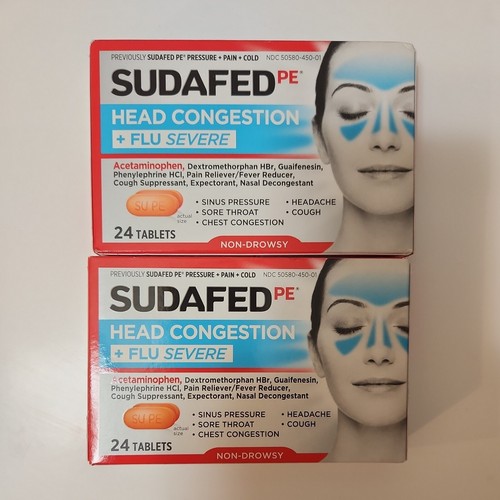 Sudafed PE Head Congestion + Flu Severe 24 Tablets x2 Exp 2026+ | eBay