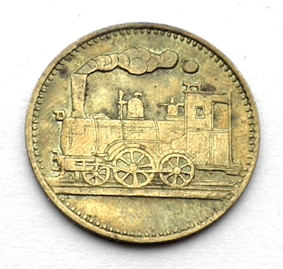 GERMANY SPIEL MARKE CLASSIC CAR & STEAM TRAIN Token 19mm 2g Brass, Rare ...