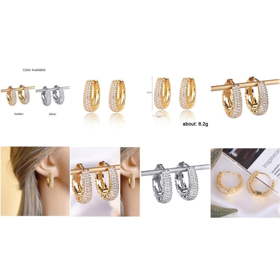 Modern Geometric Oval Earrings for Women Hollow Design Gold and Silver ...