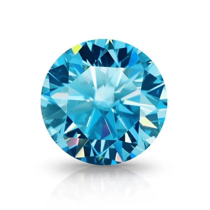 2.5mm D Color VVS1 Lab Grown Blue Round Cut Premium Loose Gemstone F333 ...