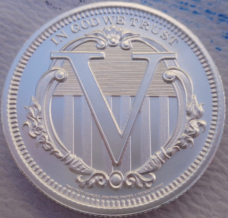 2 oz. 1867 5C PATTERN JUDD 561 Coin Tribute Thick BU rounds .999 fine ...