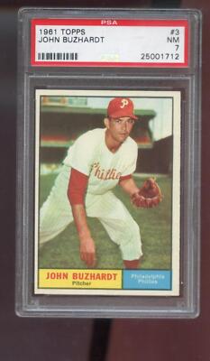 1961 Topps #3 John Buzhardt PSA 7 Graded Baseball Card MLB Philadelphia ...