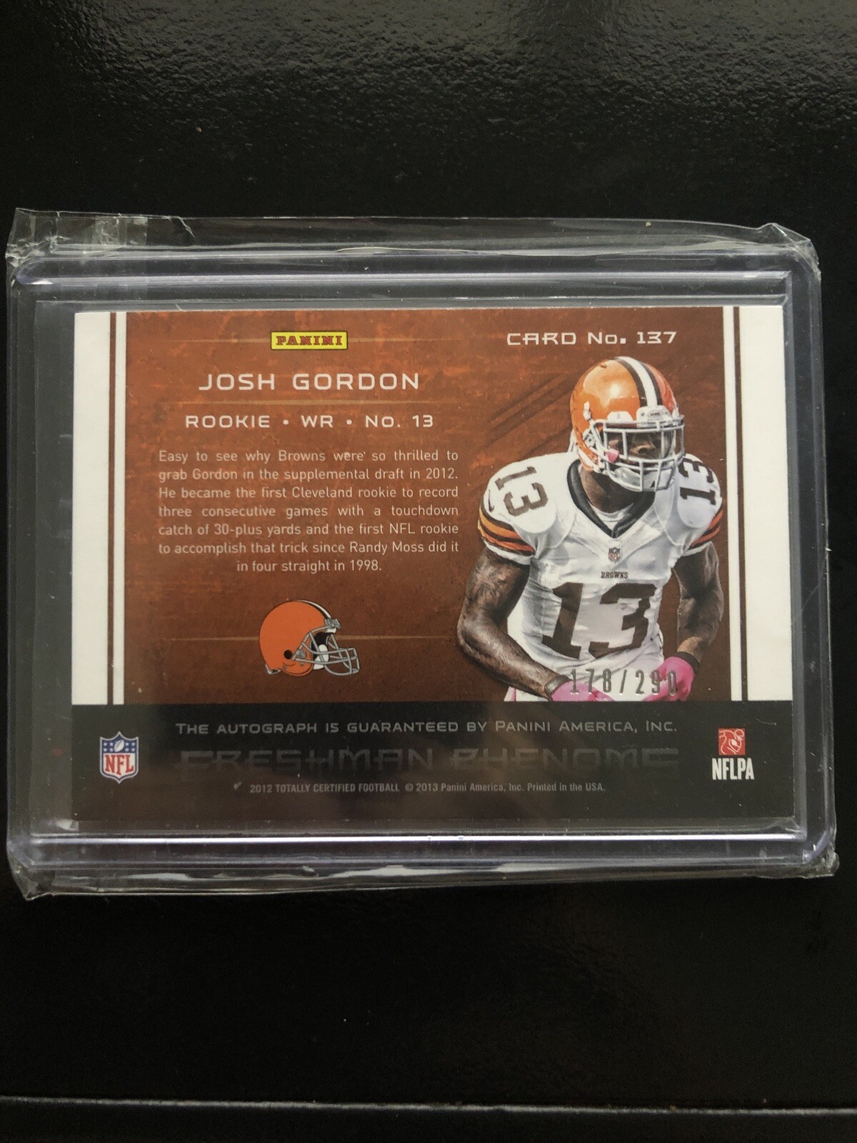 2012 Totally Certified - Freshman Phenoms Signatures Josh Gordon #137 ...
