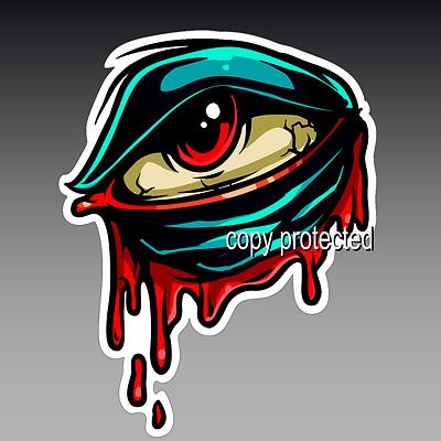 funny car bumper sticker bleeding eye gothic creepy zombie 83 x 106 mm ...