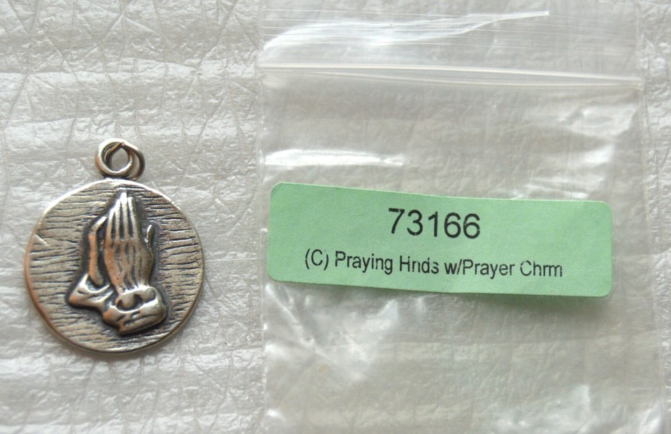 Silver Reversible Praying Hands & Prayer Oxidized Silver Charm ...