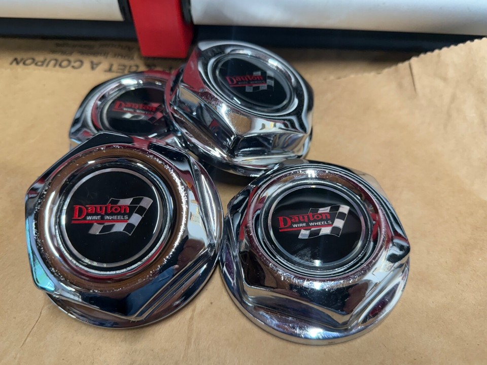 DAYTON WIRE WHEEL CENTER CAPS CHROME | eBay