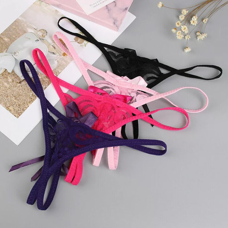 Sexy Women Lace Thong G-string Panties Lingerie Underwear Crotchles T ...