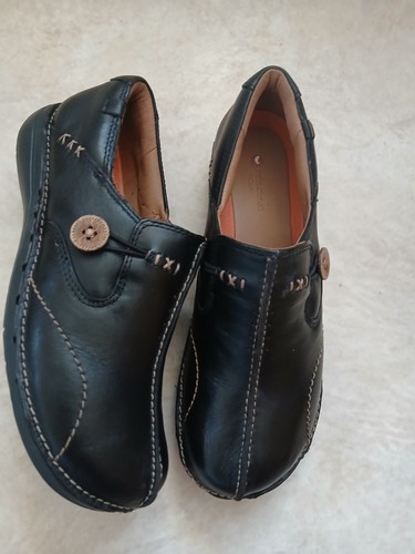 Clarks Un Loop Women Black Leather Shoes size 4.5 E WIDE FIT | eBay UK