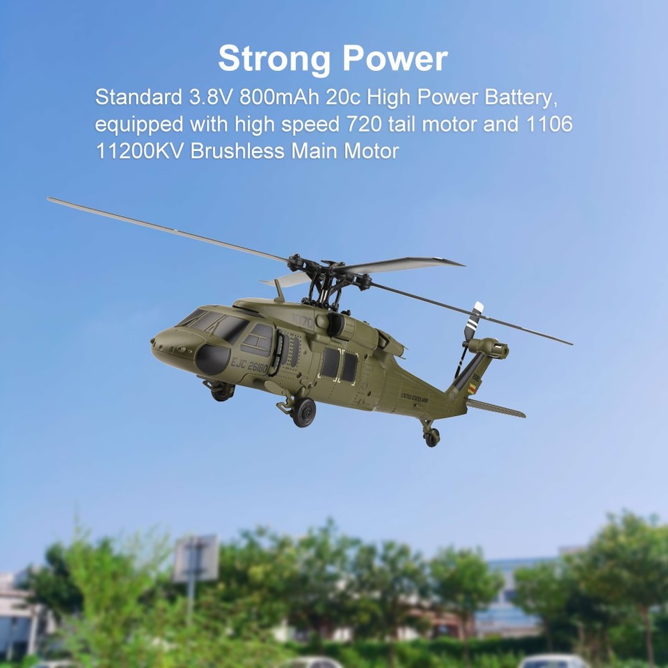 Wltoys K170 (UH-60L) RC Helicopter Black Hawk 4CH 6-Axis Gyro Brushless ...