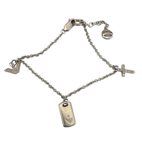 Emporio Armani Cross, Bird, Logo Plate Charm Bracelet | eBay