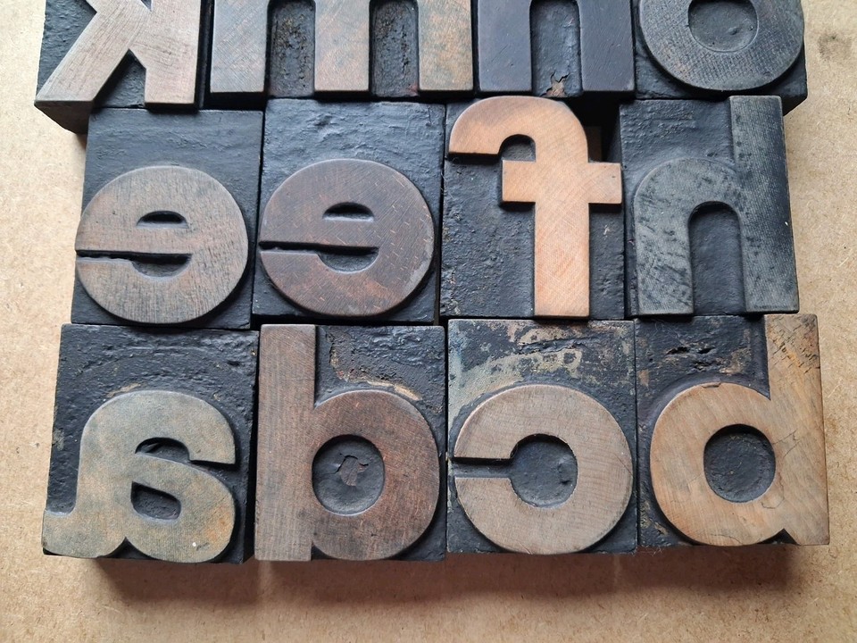 Vintage WOODEN Letterpress Lower Case PRINTING BLOCKS 6cm High. CHOOSE ...