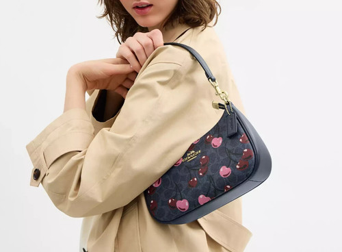 Denim Multi Teri Cherry P Signature Canvas & Leather Shoulder Bag ...