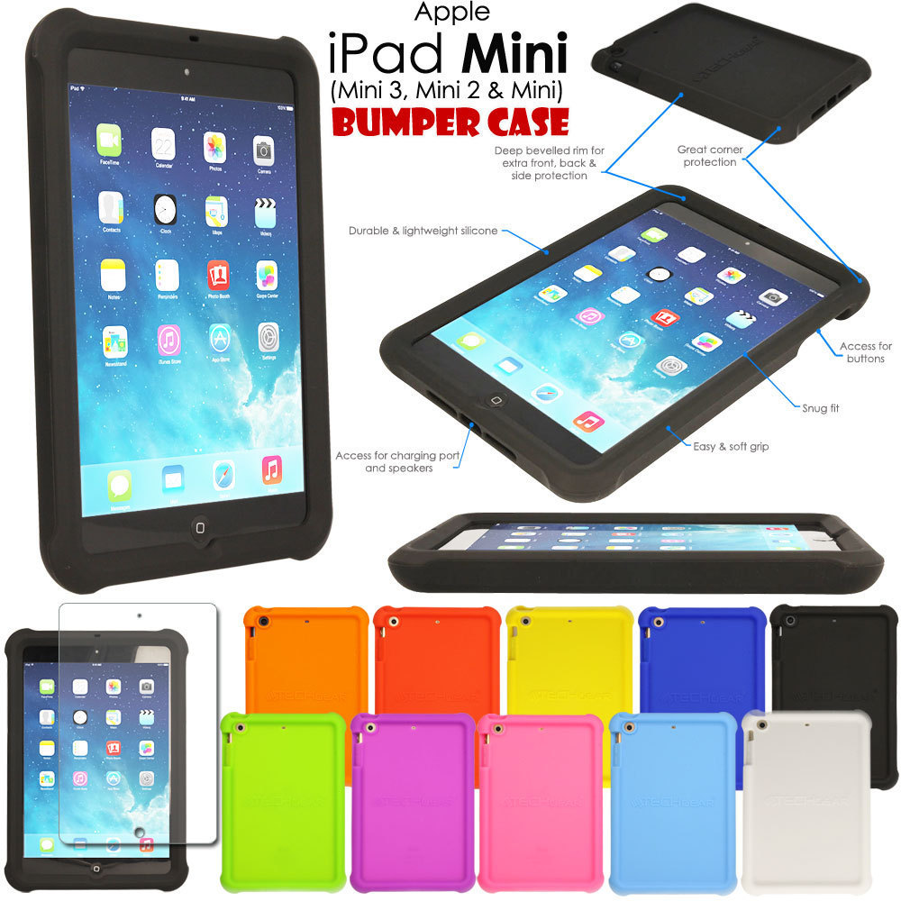 for iPad Mini 1 2 3 Rugged Soft Silicone Shockproof Kids BUMPER Case ...