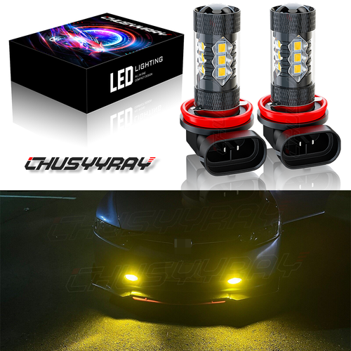 2Pcs LED Fog/Driving Bulbs H8 H16 H11 Fog Light Yellow 4500K High Power ...