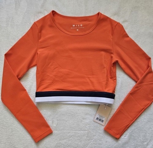 NWT Wilo The Label Medium Women's Ribbed Cropped Contra Long Sleeve Top ...