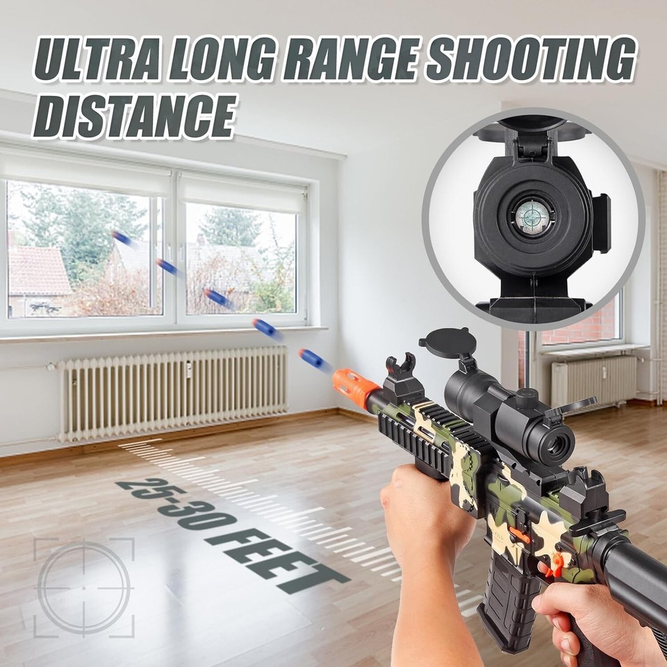 Electric Toy Sniper Rifle for Kids+Adults - Foam Blaster Gun w/80 ft ...