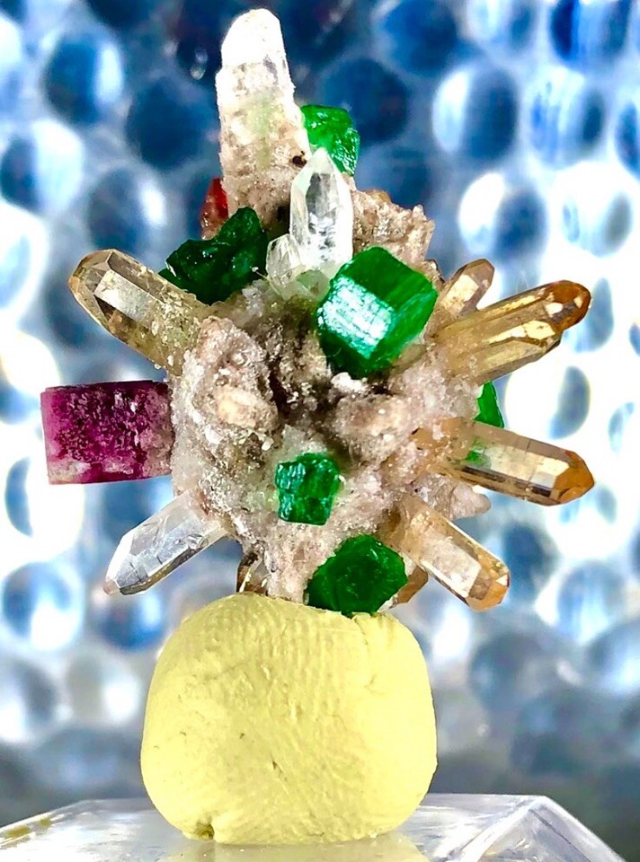 Unheard-Of Red Beryl, Emerald & Topaz Crystal Cluster Natural Godsend ...