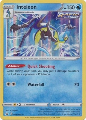 Inteleon [043/198] Holo Rare - Chilling Reign - Near Mint Pokemon TCG ...