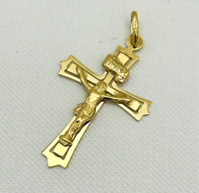 Solid 9ct Yellow Gold Crucifix Inri Cross Pendant Only 1.4GR New ...