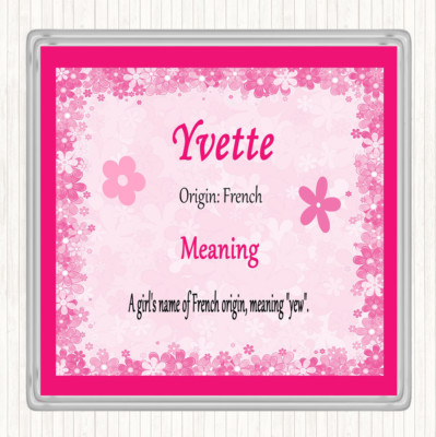 Yvette Name Meaning Drinks Mat Coaster Pink | eBay UK