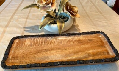 Vintage Live Edge Tray Handmade Wooden 17.5"x6.5" | eBay