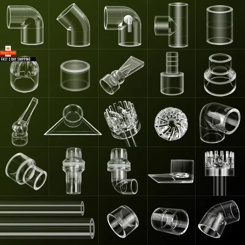 Transparent Fish Tank Water Pipe Acrylic Tube Fittings Elbow Joint Duck ...
