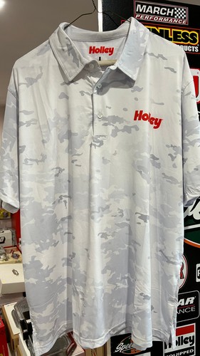 Holley MEN'S WHITE/GREY CAMO POLO SHIRT SIZE LARGE GOLF SHIRT | eBay