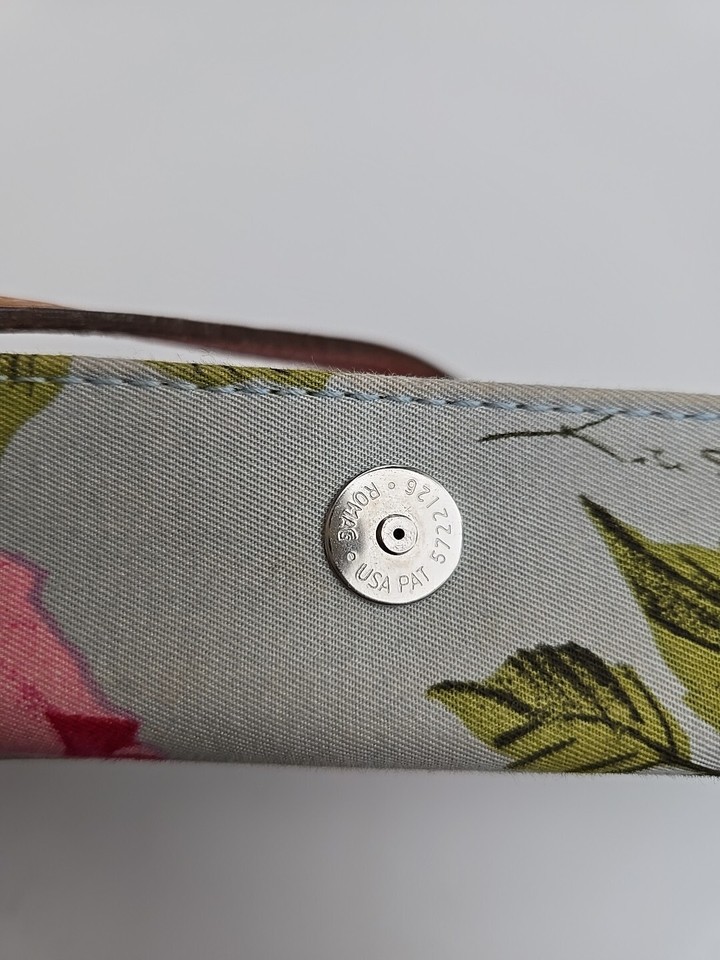 Vintage Kate Spade Cabbage Rose Blue Sam Bag Pink Roses Fabric Handbag ...