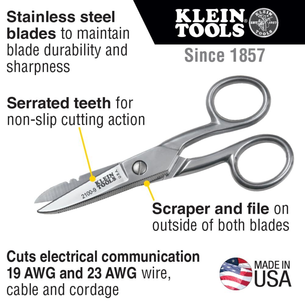 Klein Tools Precision Scissors for Electrical Wire Cutting 19 23 AWG ...