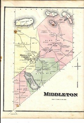 MIDDLETON, NH., HAND COLORED 1871 VINTAGE MAP, NOT A REPRINT | eBay