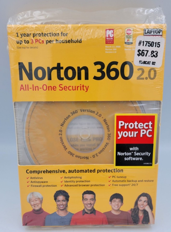 Norton 360 2.0 All-In-One Security Software CD Up To 3 PCs Version 2.0 ...