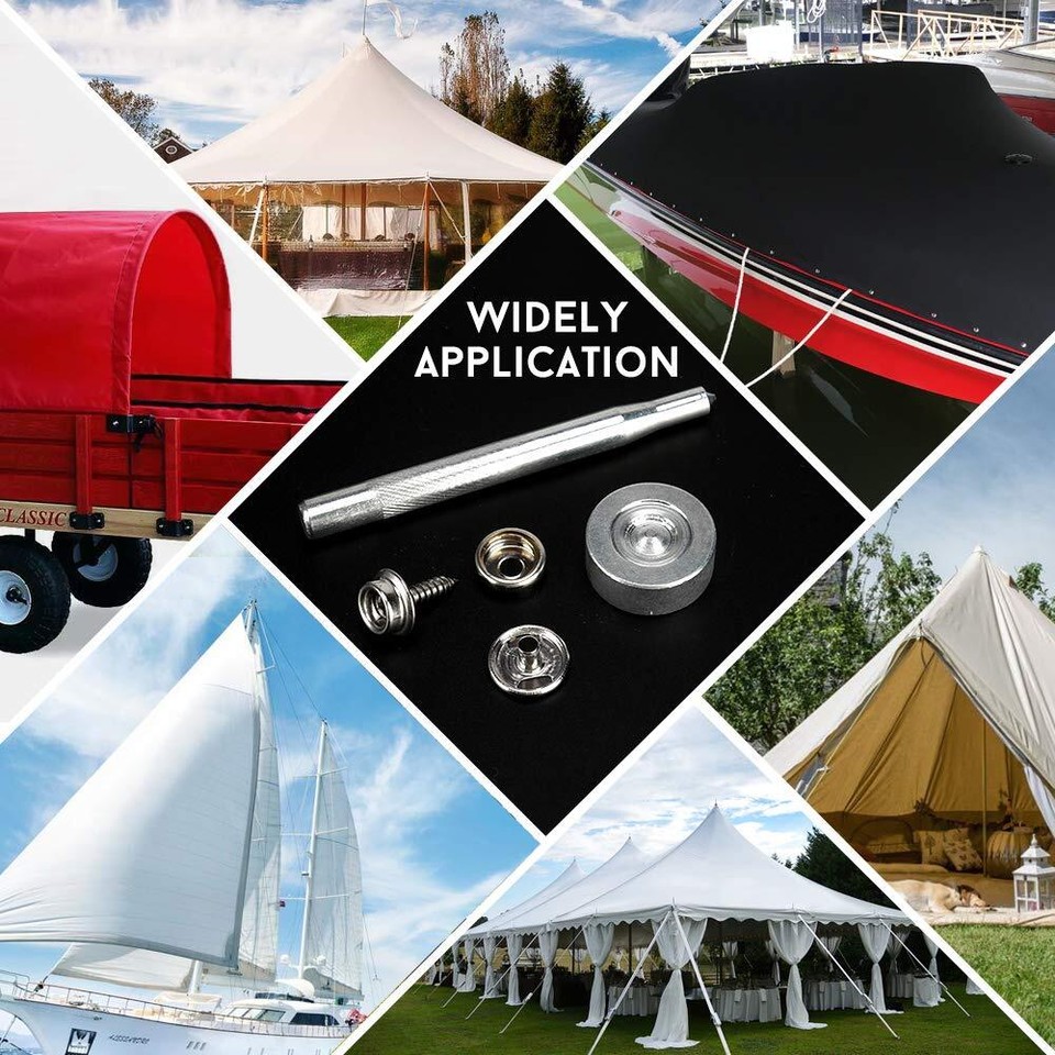 150 PCS Canvas Snap Kit with 2 Pcs Setting Tool, Marine Grade Stainless ...