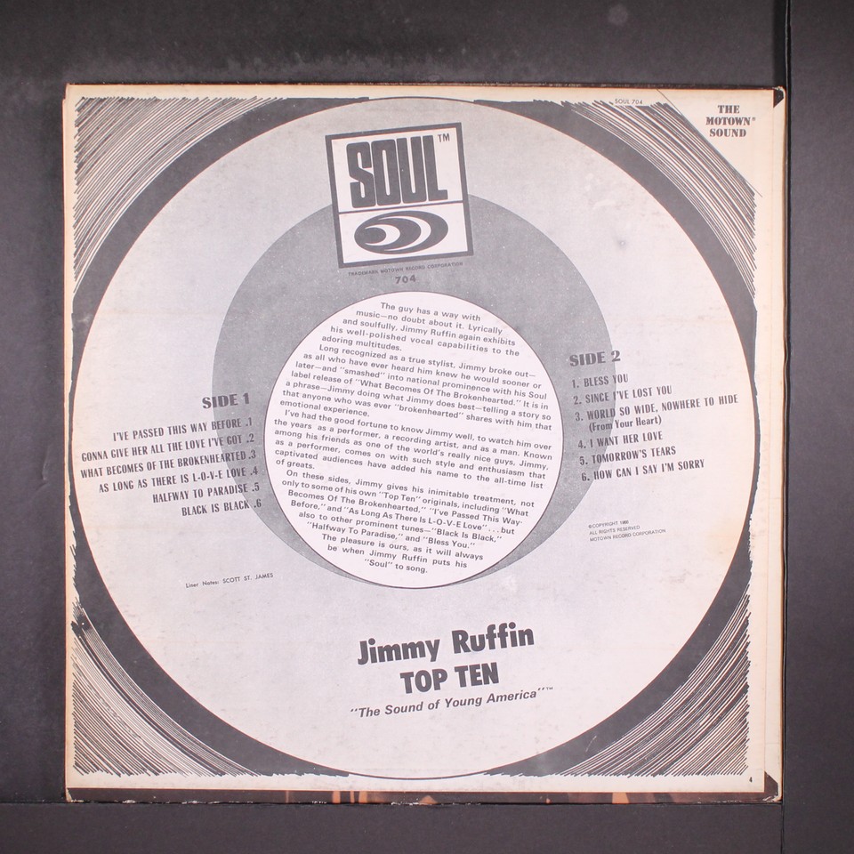 JIMMY RUFFIN: sings top ten SOUL 12" LP 33 RPM | eBay
