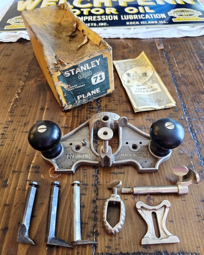 Stanley No. 71 Router Plane, 3 Cutters, Complete W/ Fence & Depth Stop ...
