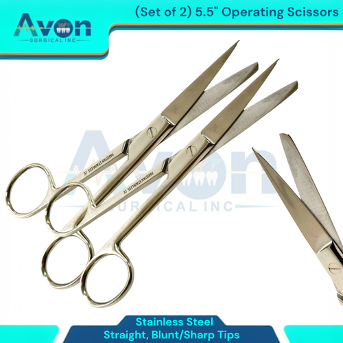 Set of 2pcs Straight Tipped Operating Dissection Scissors, 5.5" | Sharp ...