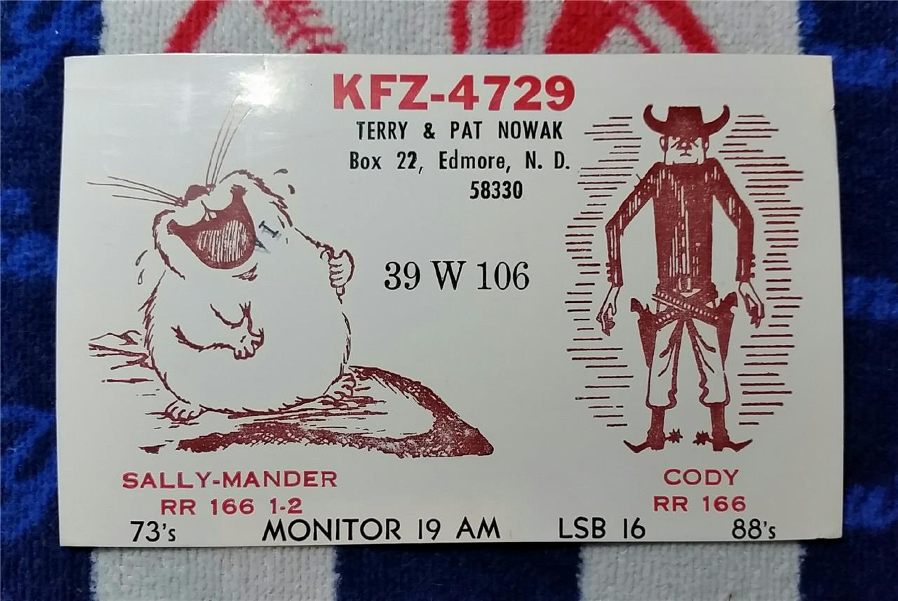 HAM CB RADIO QSL Trading Card "SALLY-MANDER & CODY - TERRY NOWAK ...