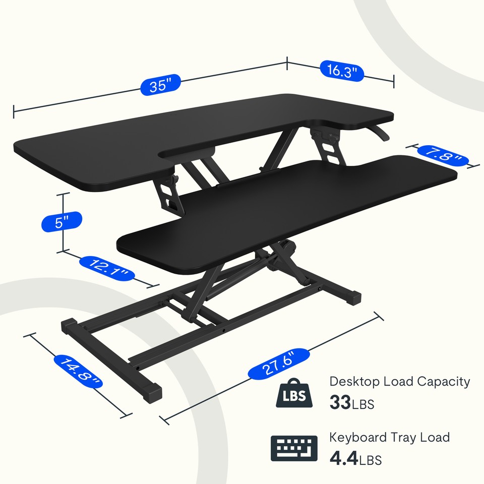 FlexiSpot 35" Black Home Office Desk Riser Adjustable Standing Desk ...