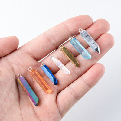 1PC Natural White Crystal Blue Rainbow Titanium Healing Charm Pendant ...