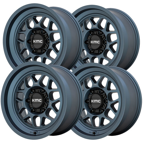 (Set of 4) KMC KM725 Terra 18x8.5 6x5.5" -10mm Blue Wheels Rims 18 ...