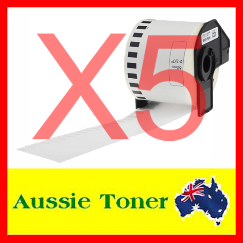 5x DK-22205 Compatible Continuous Label Roll 62mm x 30.48m for Brother ...