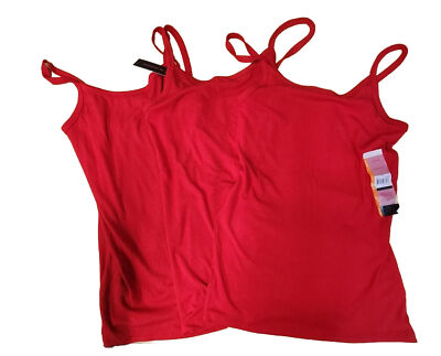 NOBO Red Ribbed Red Cami Set Of 3 Med | eBay