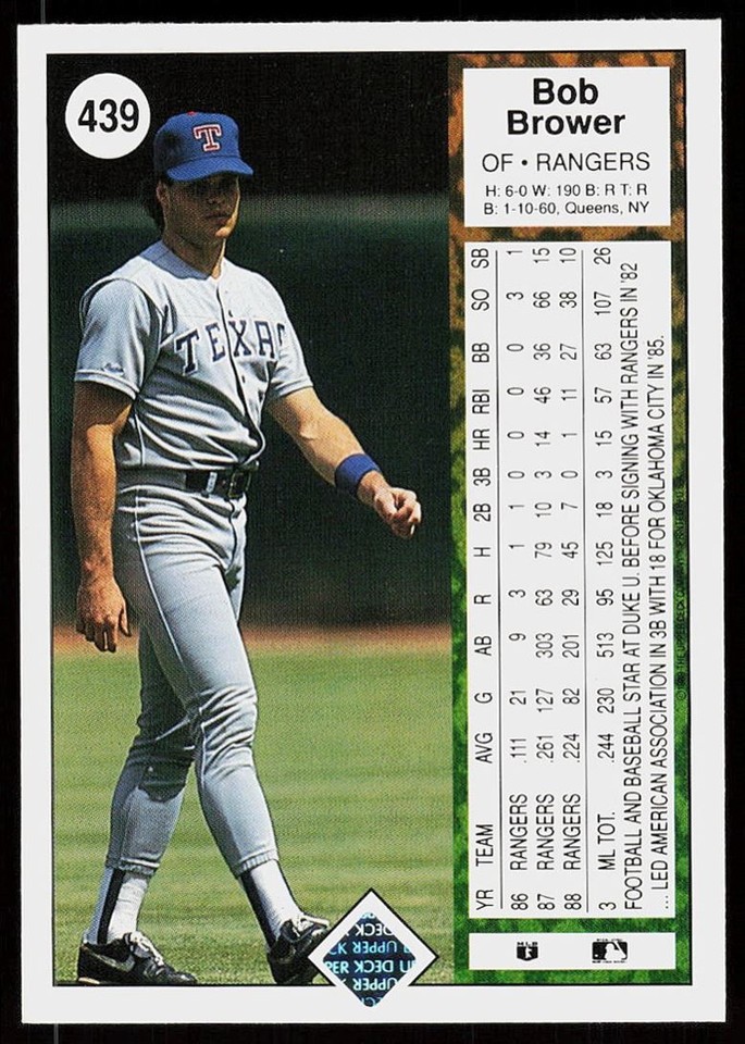 1989 Upper Deck Bob Brower Texas Rangers #439 | eBay