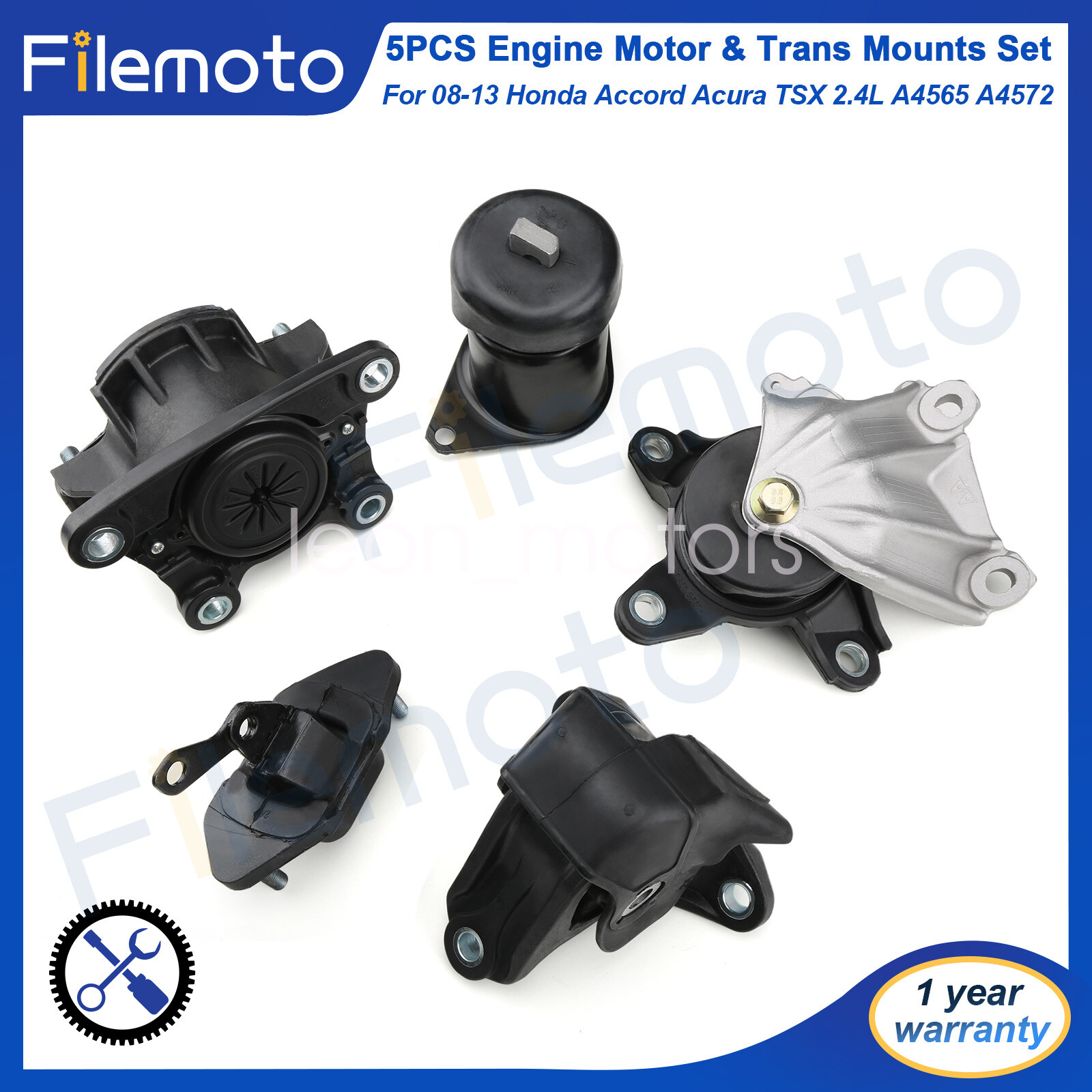 5PCS Engine Motor & Trans Mounts Set For 08-13 Honda Accord Acura TSX 2 ...
