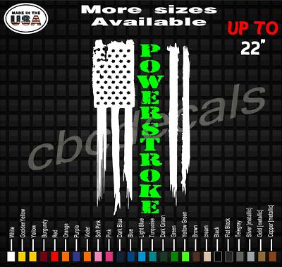 Powerstroke American Flag 2 COLOR Vinyl Decal Sticker | Diesel Truck ...