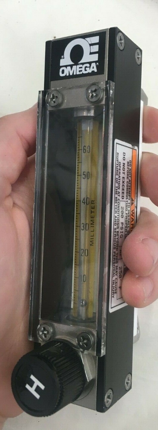 Omega FL-1364-S Variable Area Glass Rotameter 0-65mm Scale 200 PSIG ...